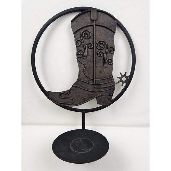 Wall Decor | Western Cowboy Boot With Spur Metal Wall Hanger For Candle ...